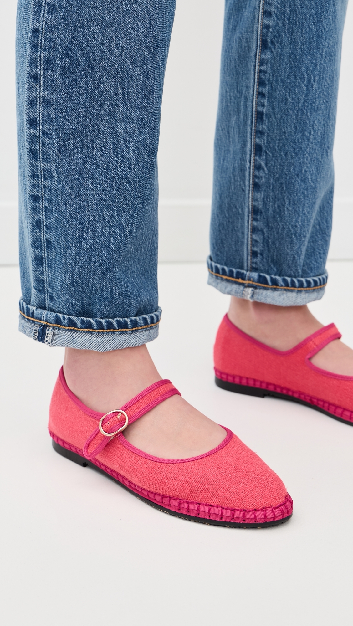 FLABELUS Flabelus Linen Mary Jane Flats